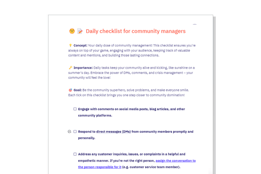 [Free & Downloadable] Community Management Checklist